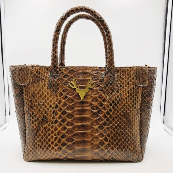 Taxidermy | Bags | Taxidermy Midi Mackle Brown Python Purse Handbag ...